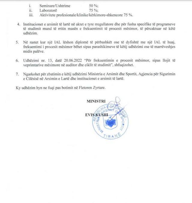 Viti i ri akademik 2022-2023, udhëzimi i ri i frekuentimit të procesit ...