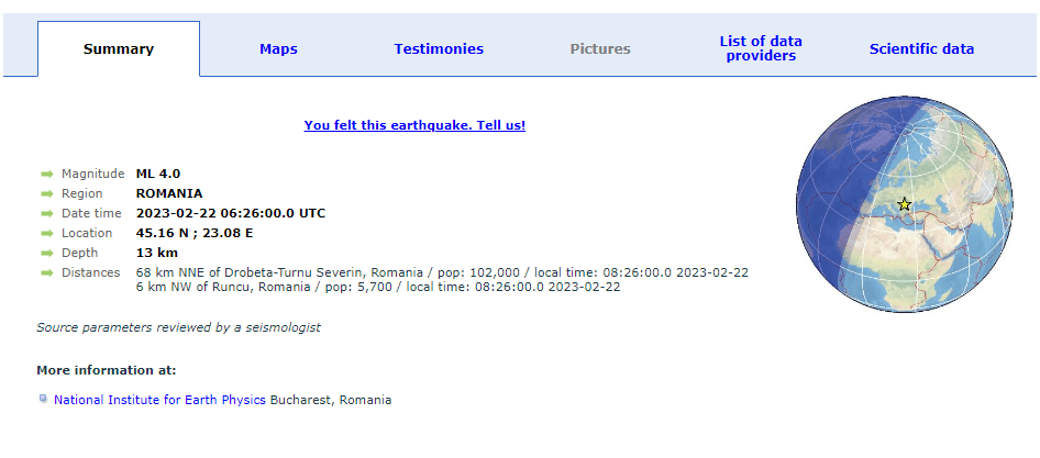 Tërmeti godet Rumaninë, lëkundjet ndihen dhe në Serbi