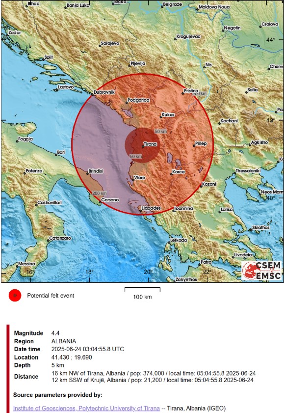 Tërmet i fortë në Tiranë, ku ishte epiqendra